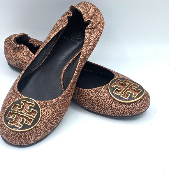 Tory Burch | Shoes | Tory Burch Reva Coconut Brown Stingray Logo Detail ...